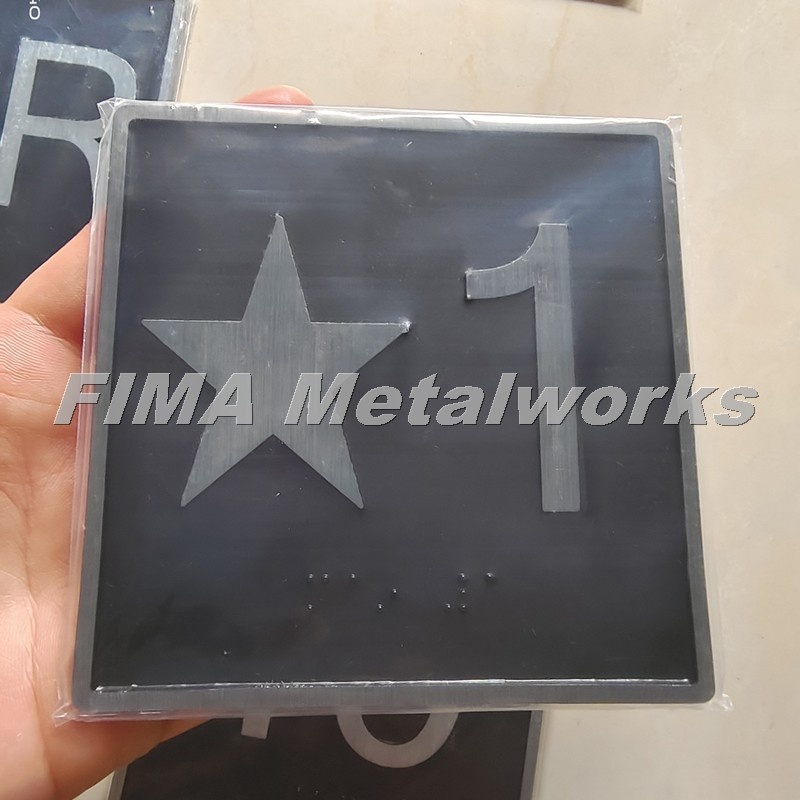 Custom Die-Cast steel 3D Indicator Braille Signage with 3m tape